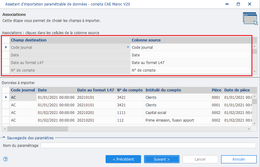 Importer un fichier txt ou csv – EBP Centre d'aide Maroc
